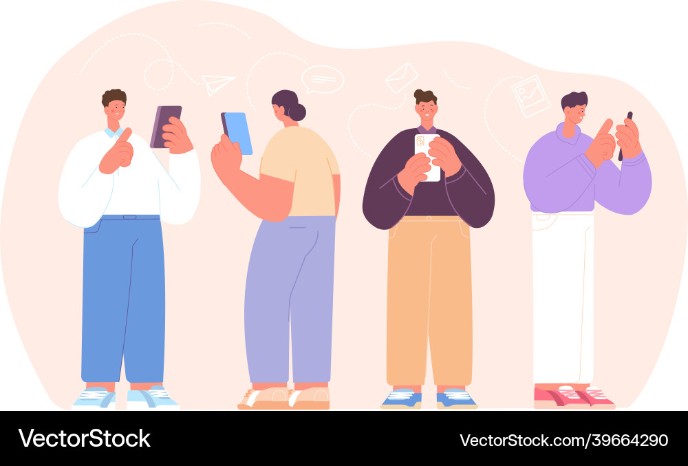 Adults gadget addiction digital communication Vector Image