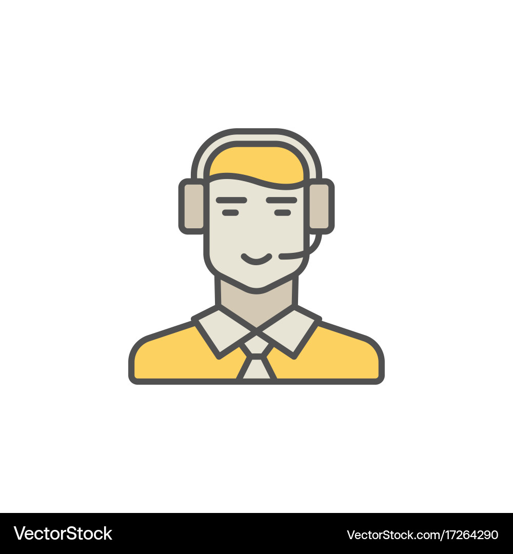 Call center operator colorful icon man Royalty Free Vector