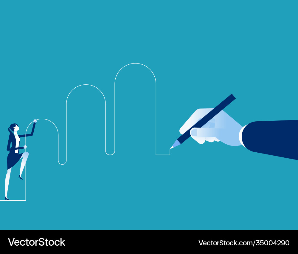 Drawing hand with going up business partner a Vector Image
