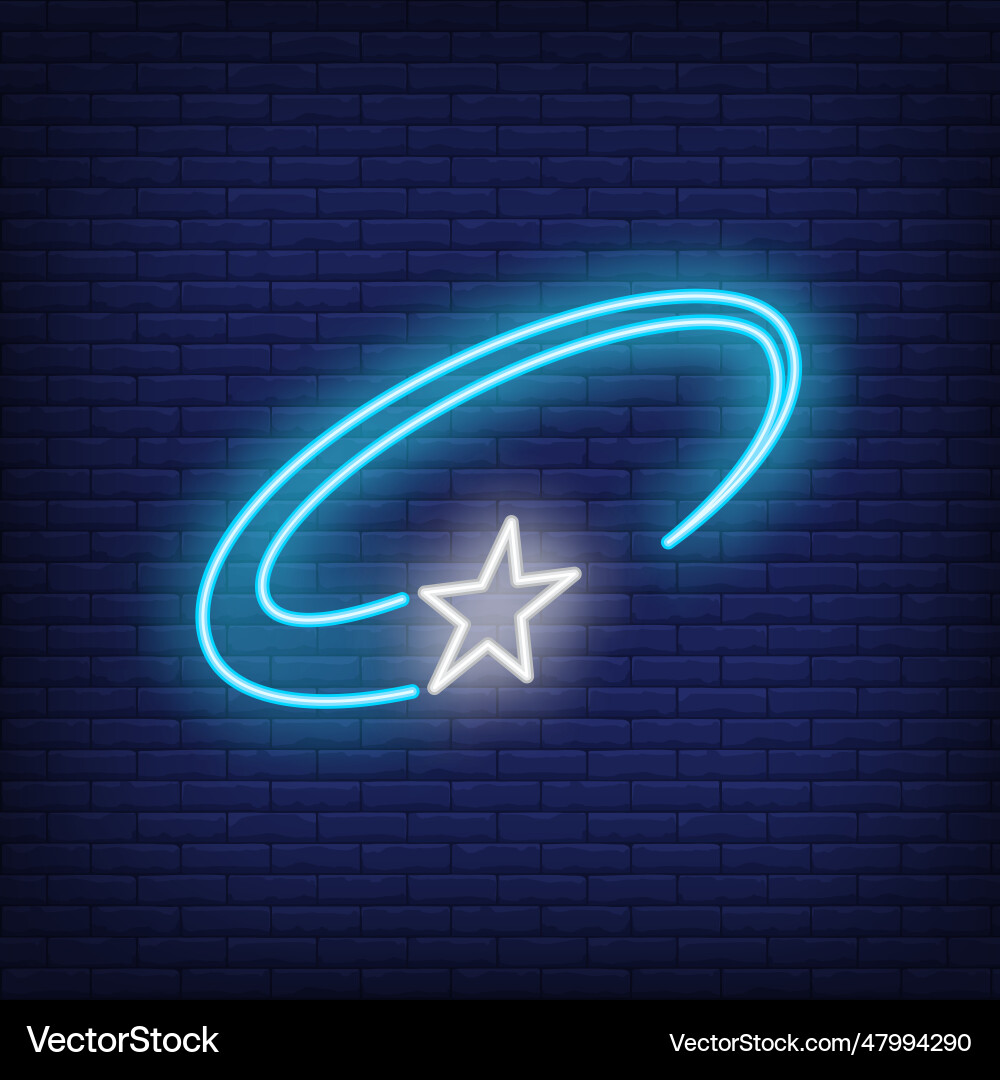 Flying star or comet neon sign Royalty Free Vector Image
