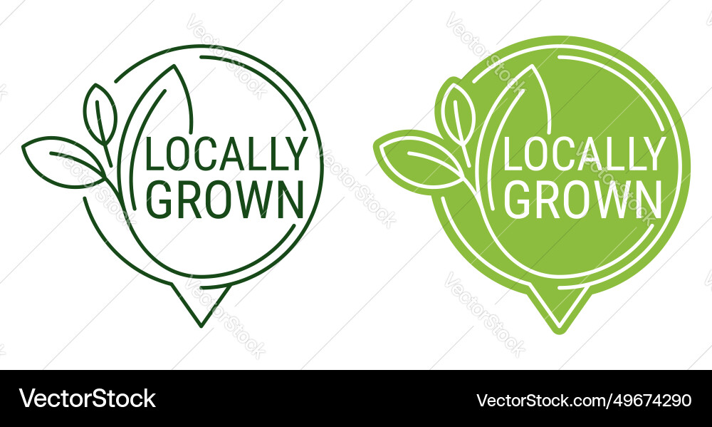 Locally grown flat emblem in pin form Royalty Free Vector