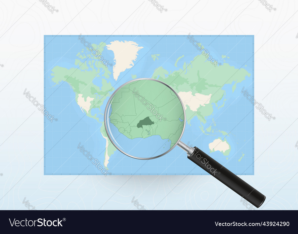 Map of the world with a magnifying glass aimed Vector Image