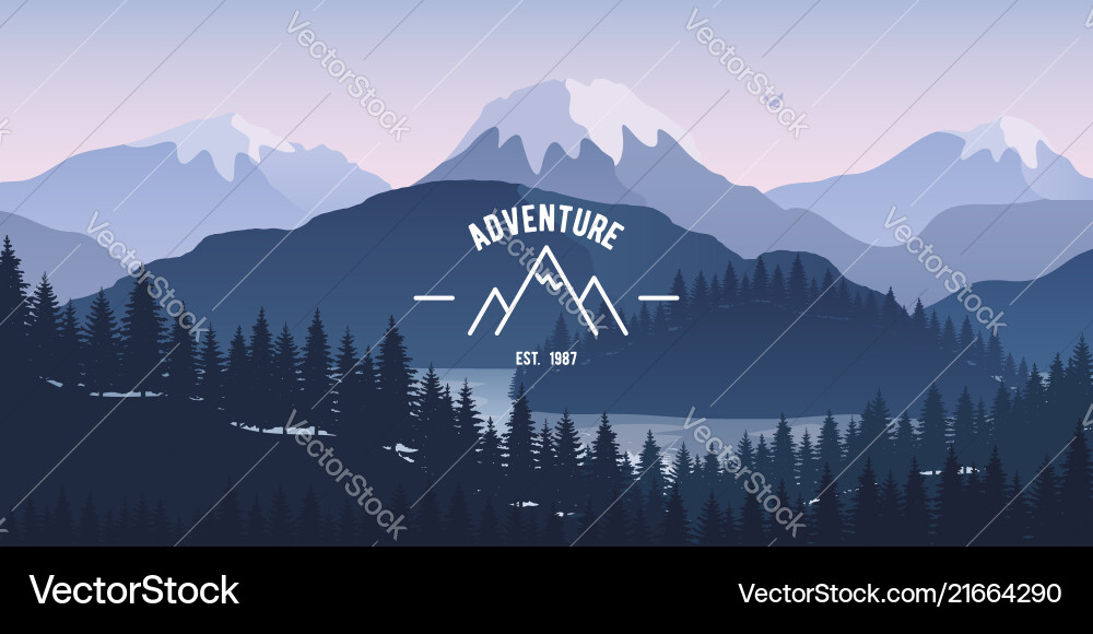 Mountain landscape with reflection in the lake Vector Image