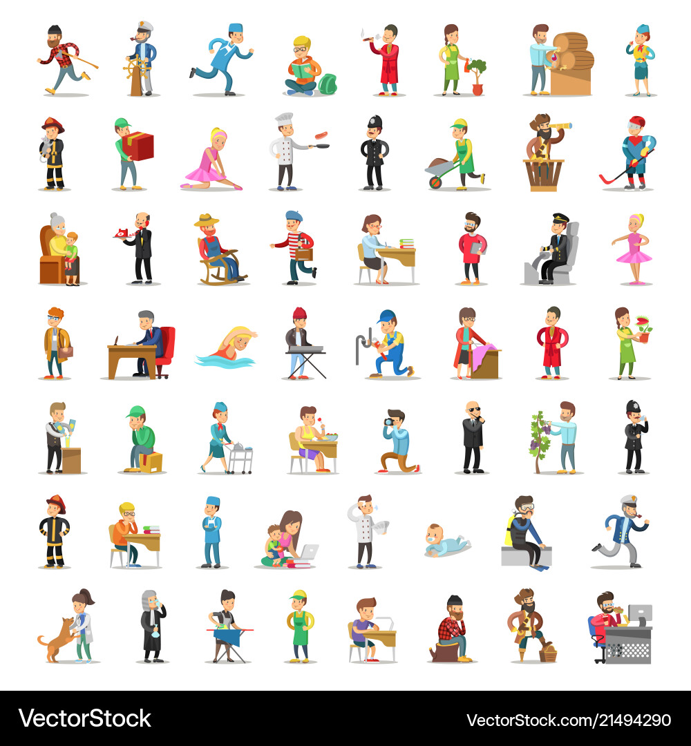 People characters collection cartoon set Vector Image