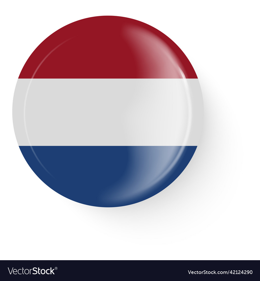 Round flag of the netherlands pin button Vector Image