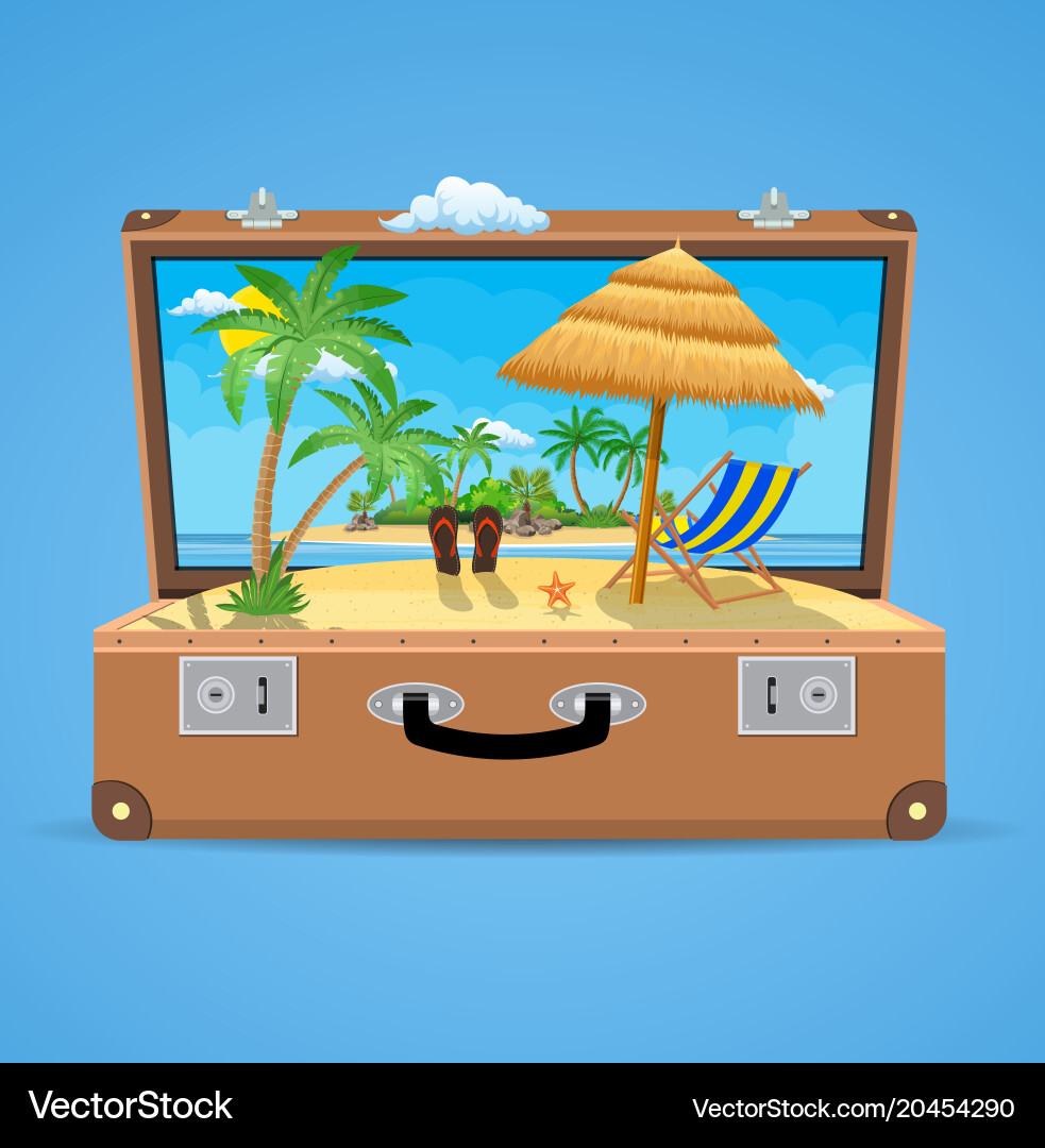 Suitcase and accessories travel Royalty Free Vector Image