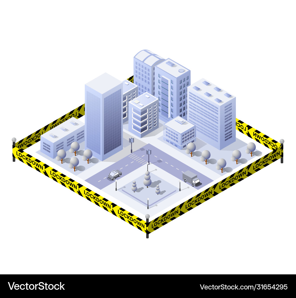 Blocked lockdown city is banned from Royalty Free Vector
