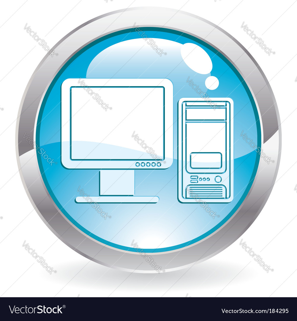 Button with computer Royalty Free Vector Image