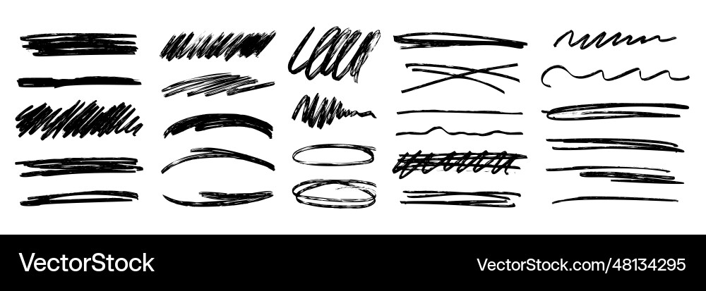 Charcoal marker grunge rough underline handrawn Vector Image