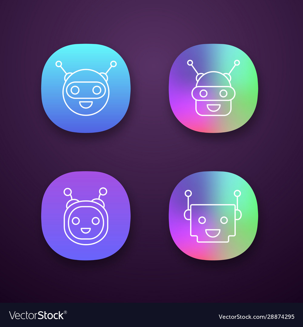 Chatbots app icons set Royalty Free Vector Image Chatbots app icons set Royalty Free Vector Image