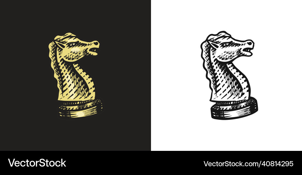 Chess piece in vintage style knight wireframe Vector Image