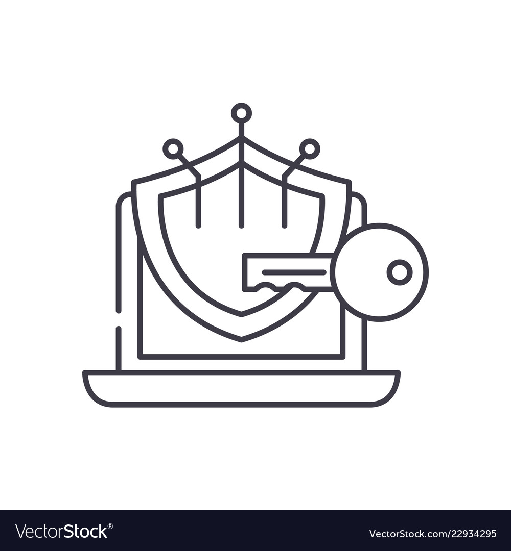 Cryptography line icon concept Royalty Free Vector Image