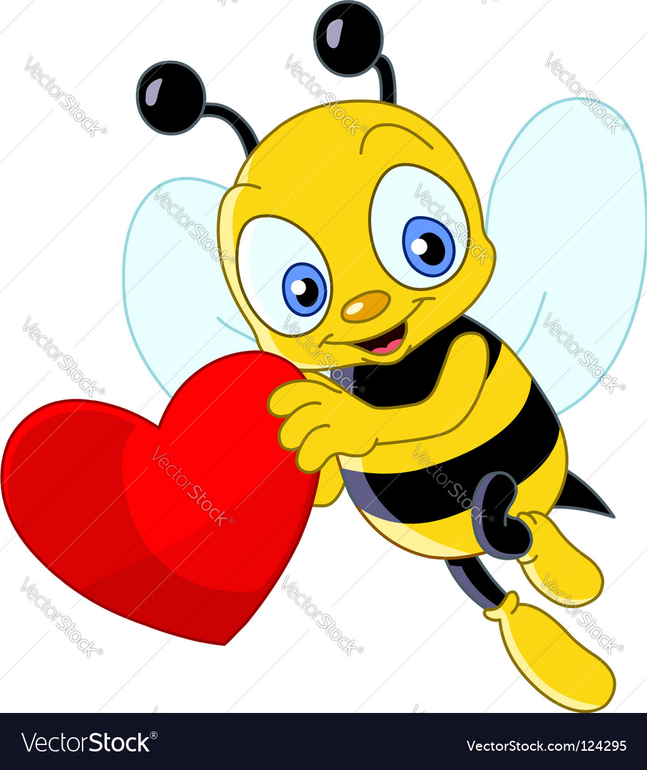 Cute bee valentines Royalty Free Vector Image - VectorStock