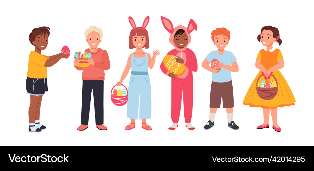 Cute kids celebrate easter set happy boys Vector Image