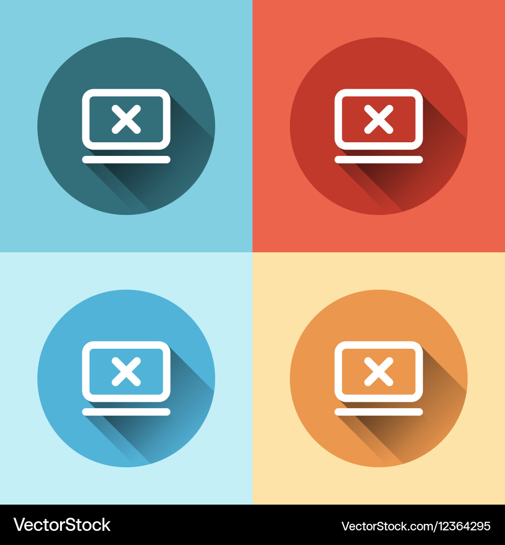 Flat cancel icon inside monitor Royalty Free Vector Image