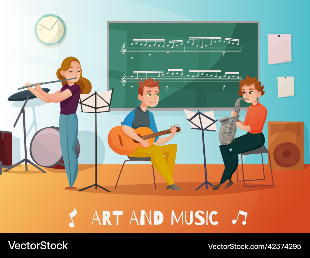 Music lesson cartoon Royalty Free Vector Image
