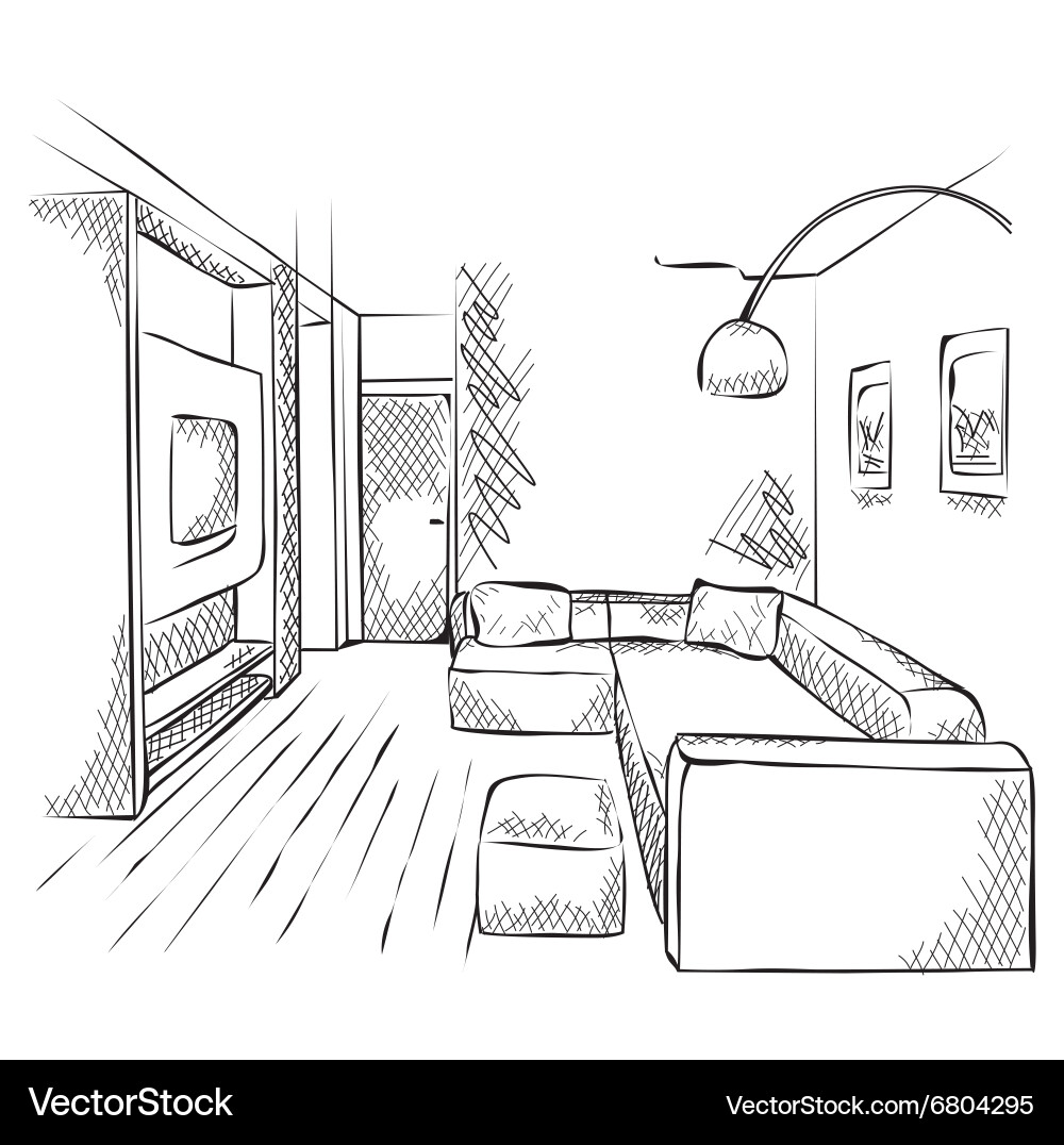 Outline sketch of a interior Royalty Free Vector Image
