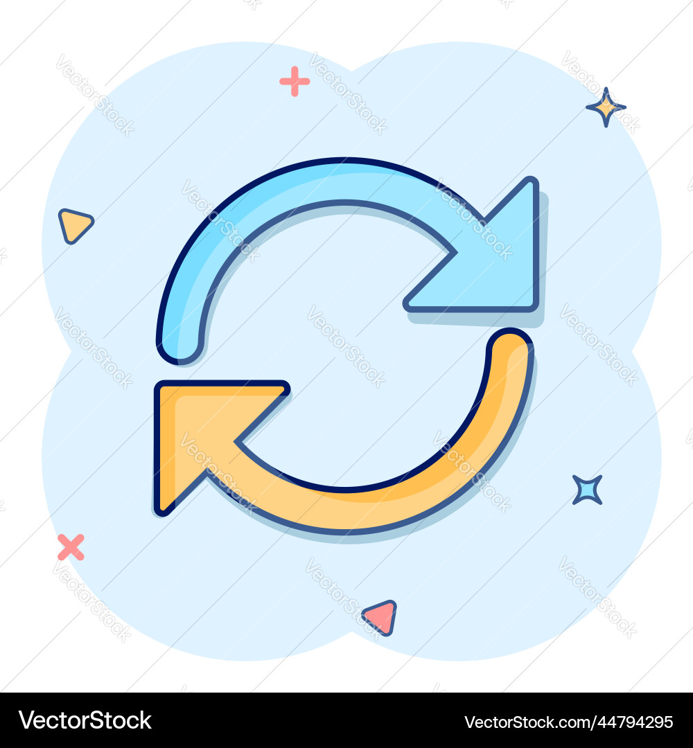 Recycle icon in comic style reuse cartoon Vector Image