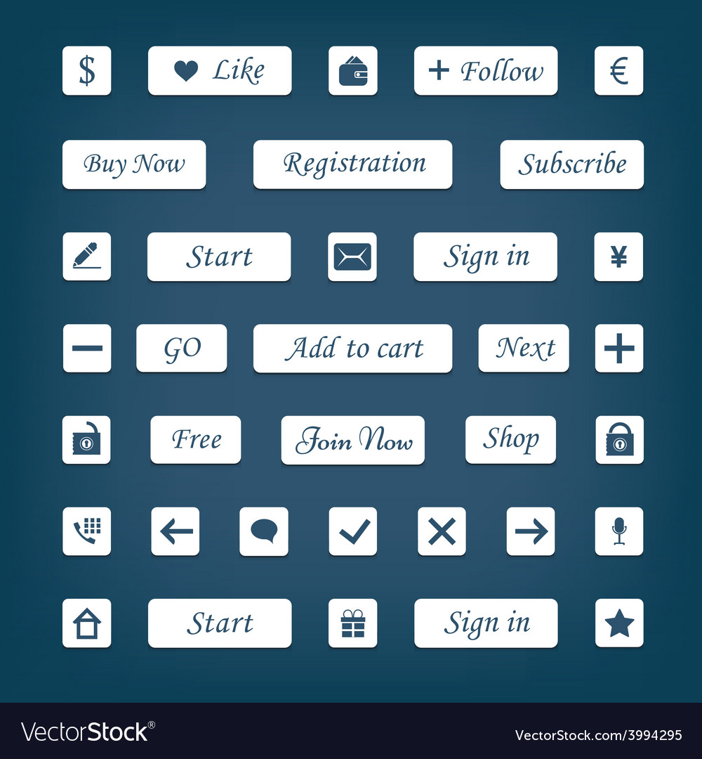 Set white buttons and web elements Royalty Free Vector Image