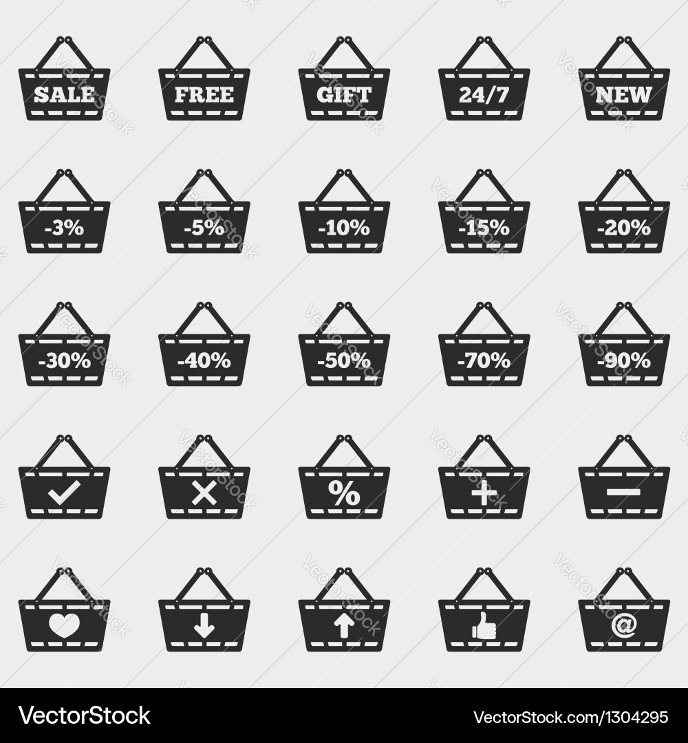 Shopping Basket Icons Royalty Free Vector Image