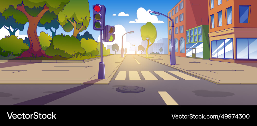City street intersection with sidewalk Royalty Free Vector