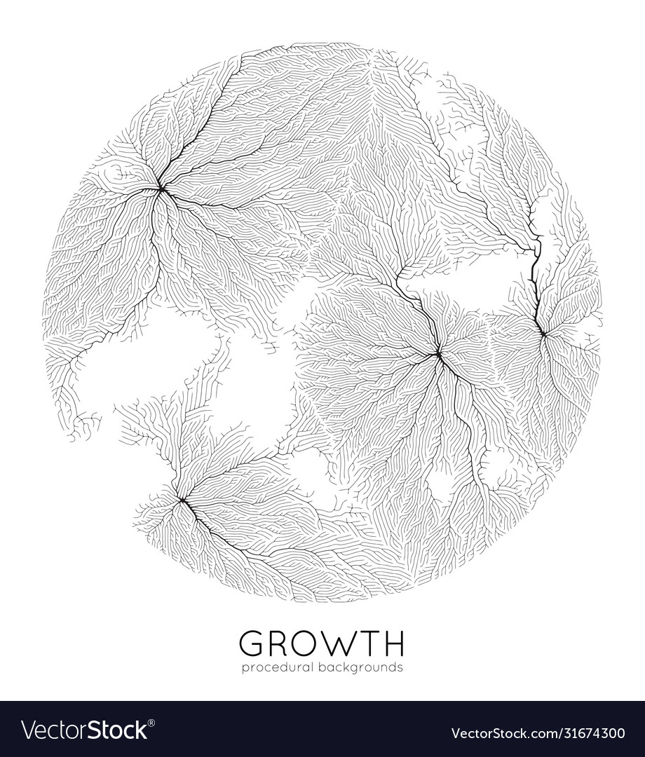 Generative branch growth pattern round Royalty Free Vector
