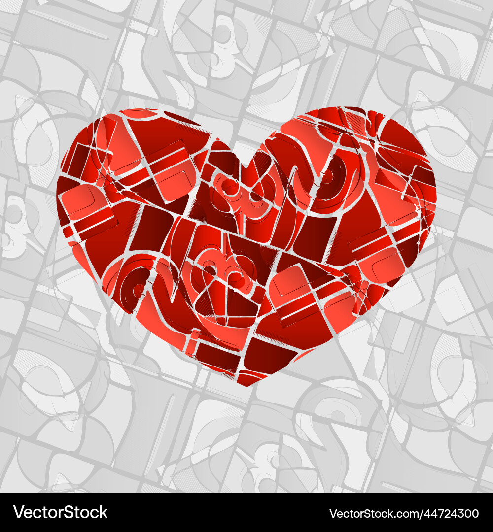 Geometric red color heart Royalty Free Vector Image