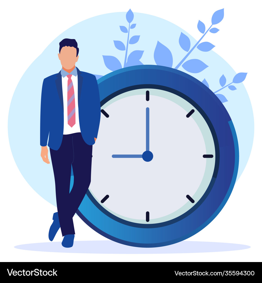 Graphic cartoon character time management Vector Image