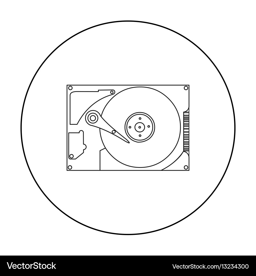 Hard disk icon in outline style isolated on white Vector Image