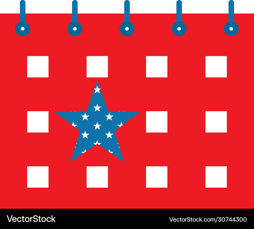 Isolated calendar with star flat style icon Vector Image
