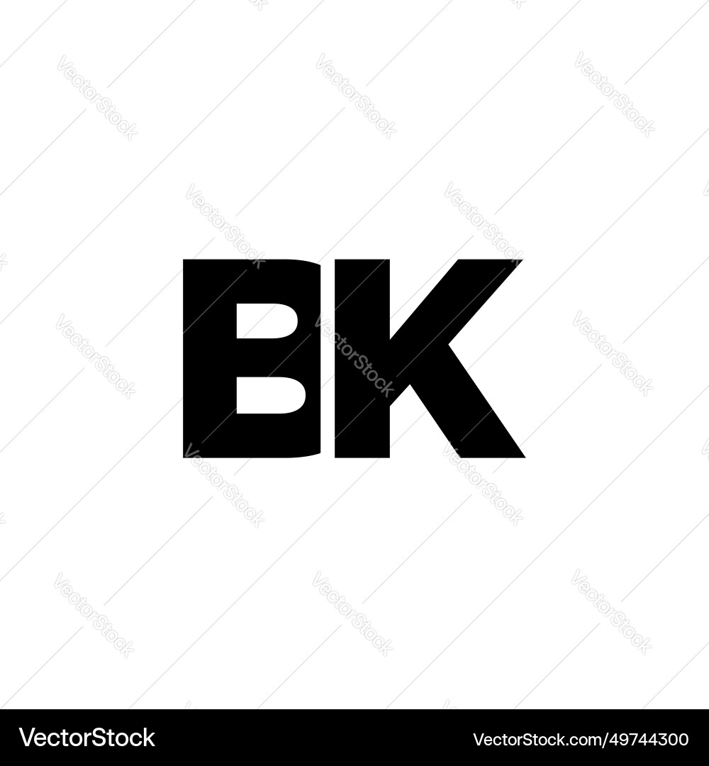 Letter b and k bk logo design template minimal Vector Image