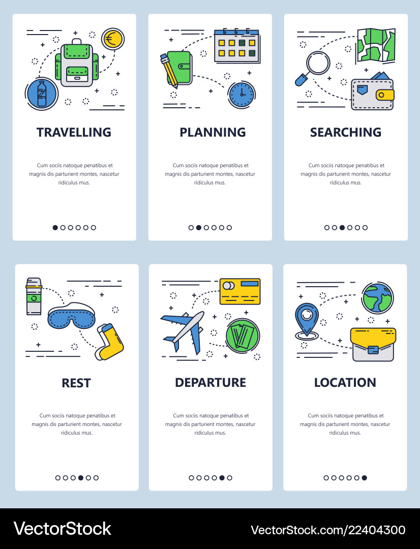 Line art web and mobile app template set Vector Image