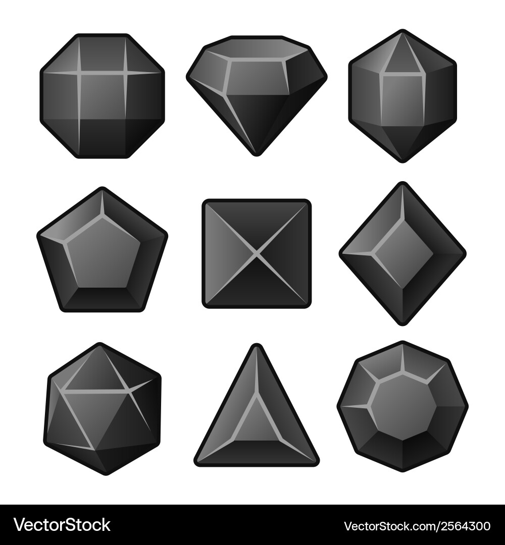 Set black gems for match3 games Royalty Free Vector Image