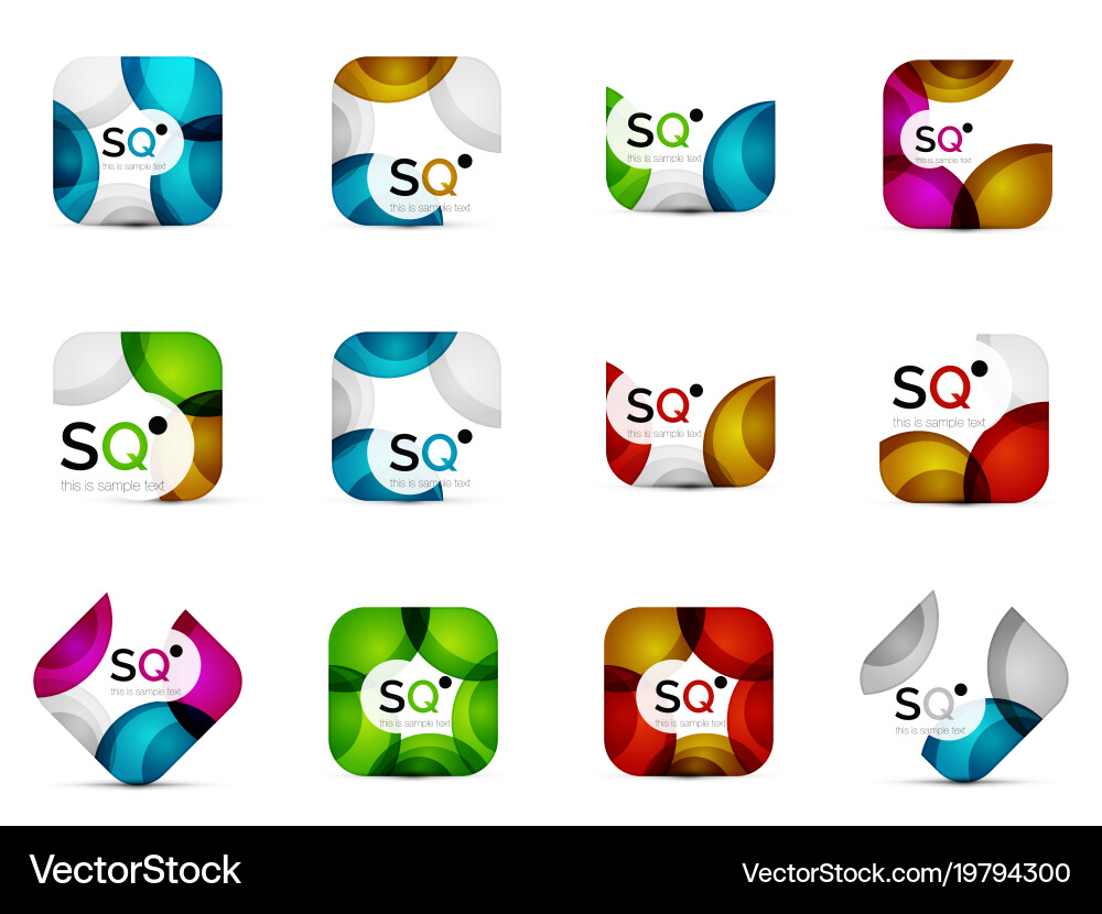 Set of abstract square business emblems Royalty Free Vector