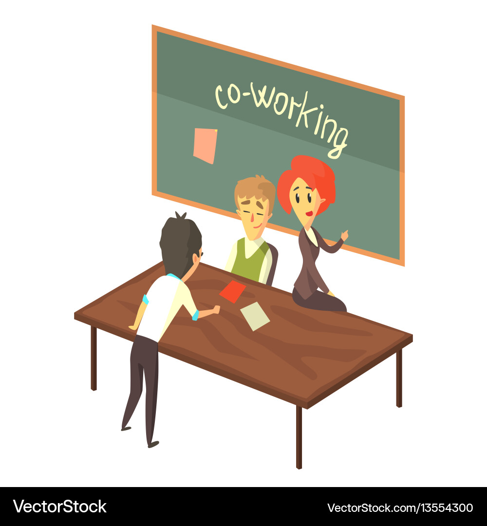 Three person discussing things in a room Vector Image