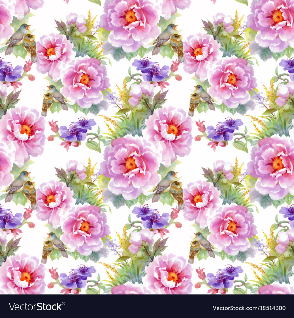 Watercolor hand drawn seamless pattern Royalty Free Vector