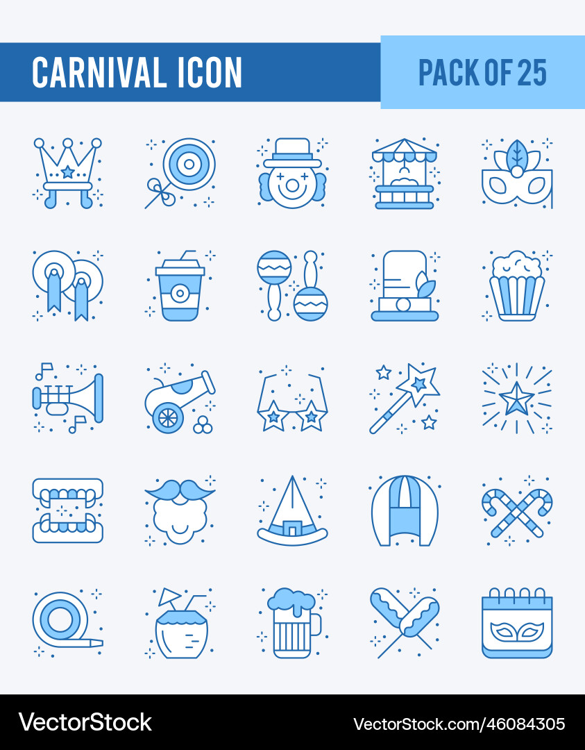 25 carnival two color icons pack Royalty Free Vector Image