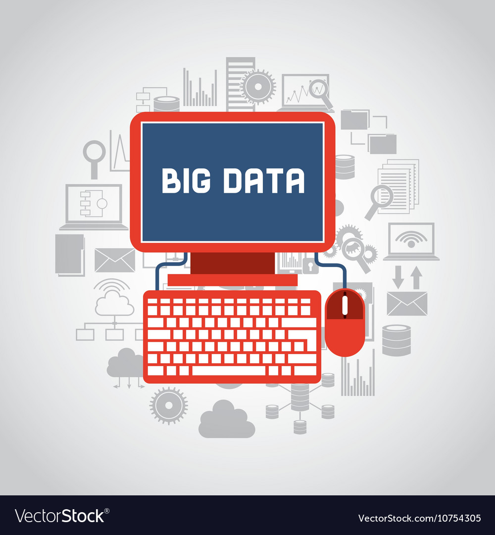 Big data center flat icons Royalty Free Vector Image