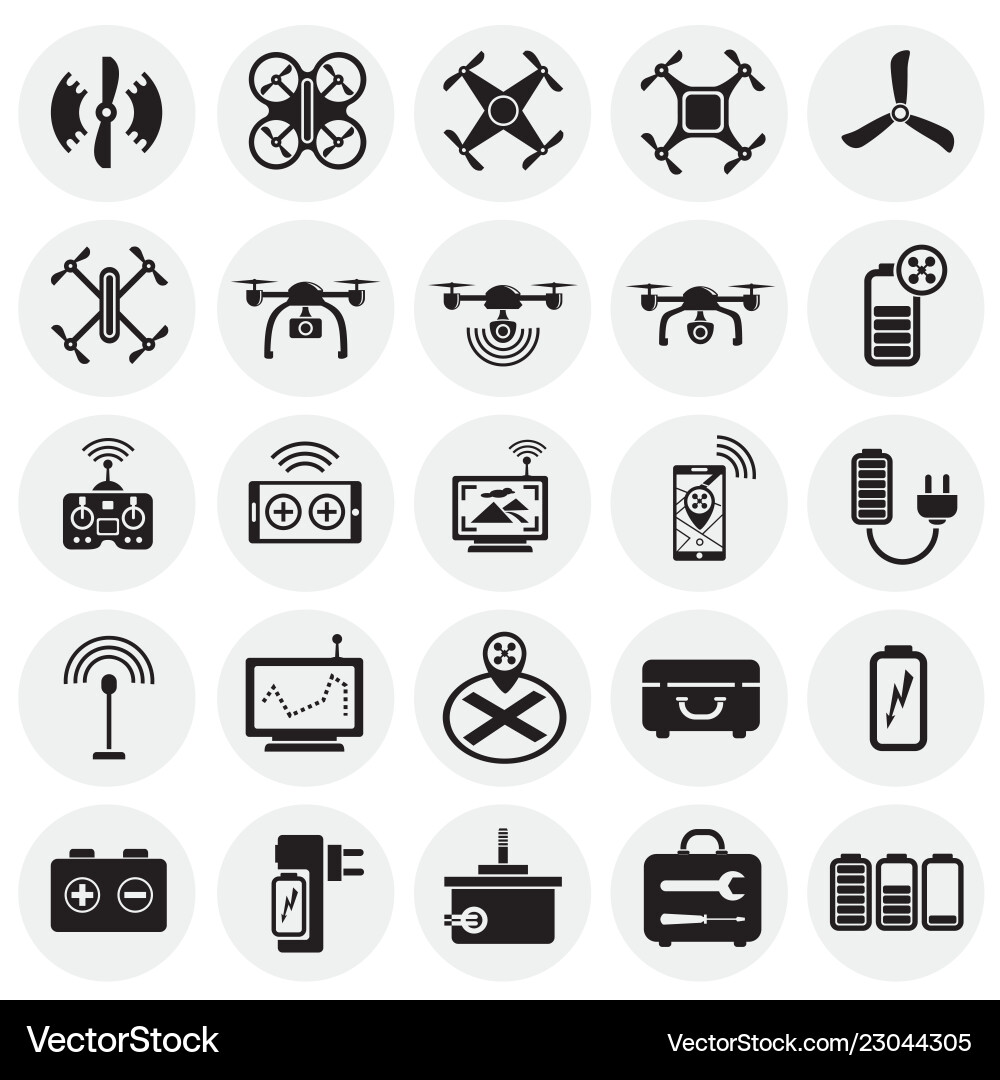 Drone icons set on circles background for graphic Vector Image
