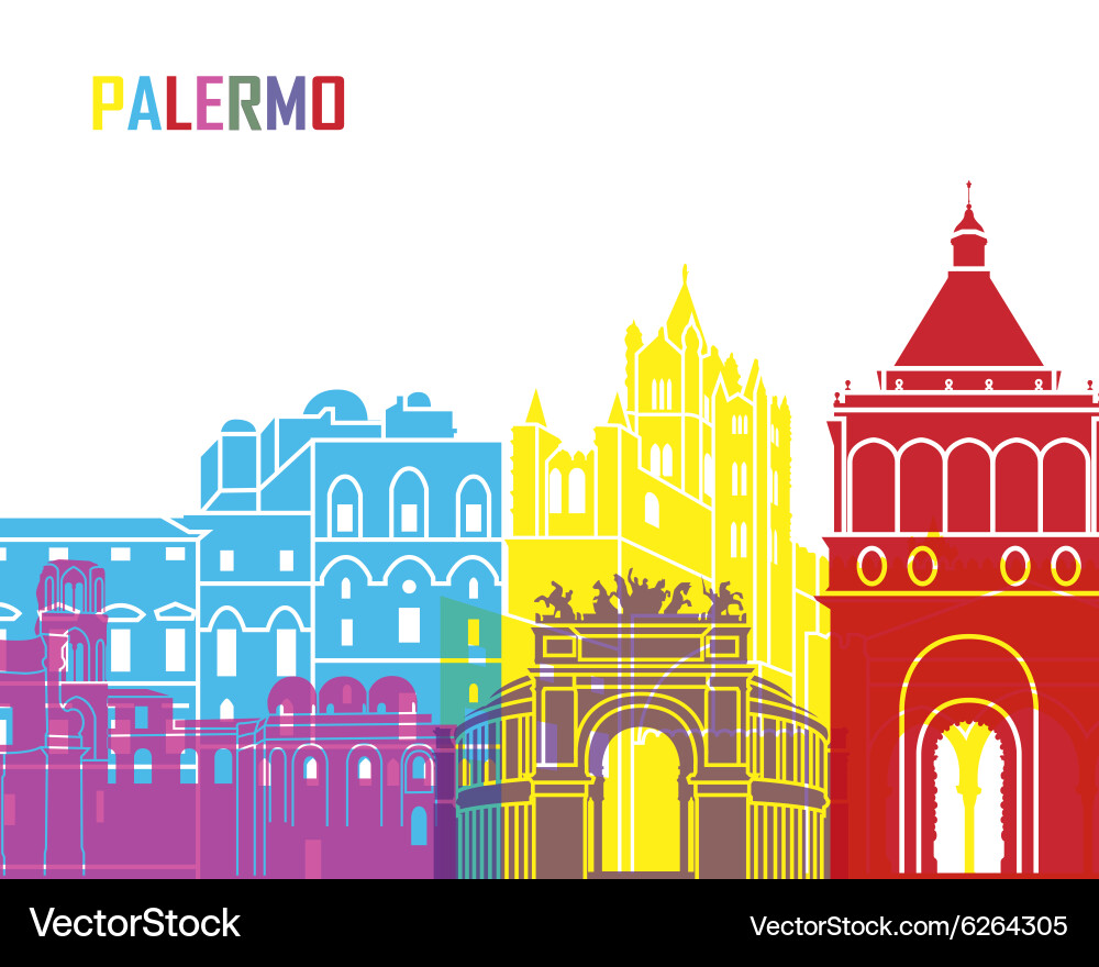 Palermo skyline pop Royalty Free Vector Image - VectorStock