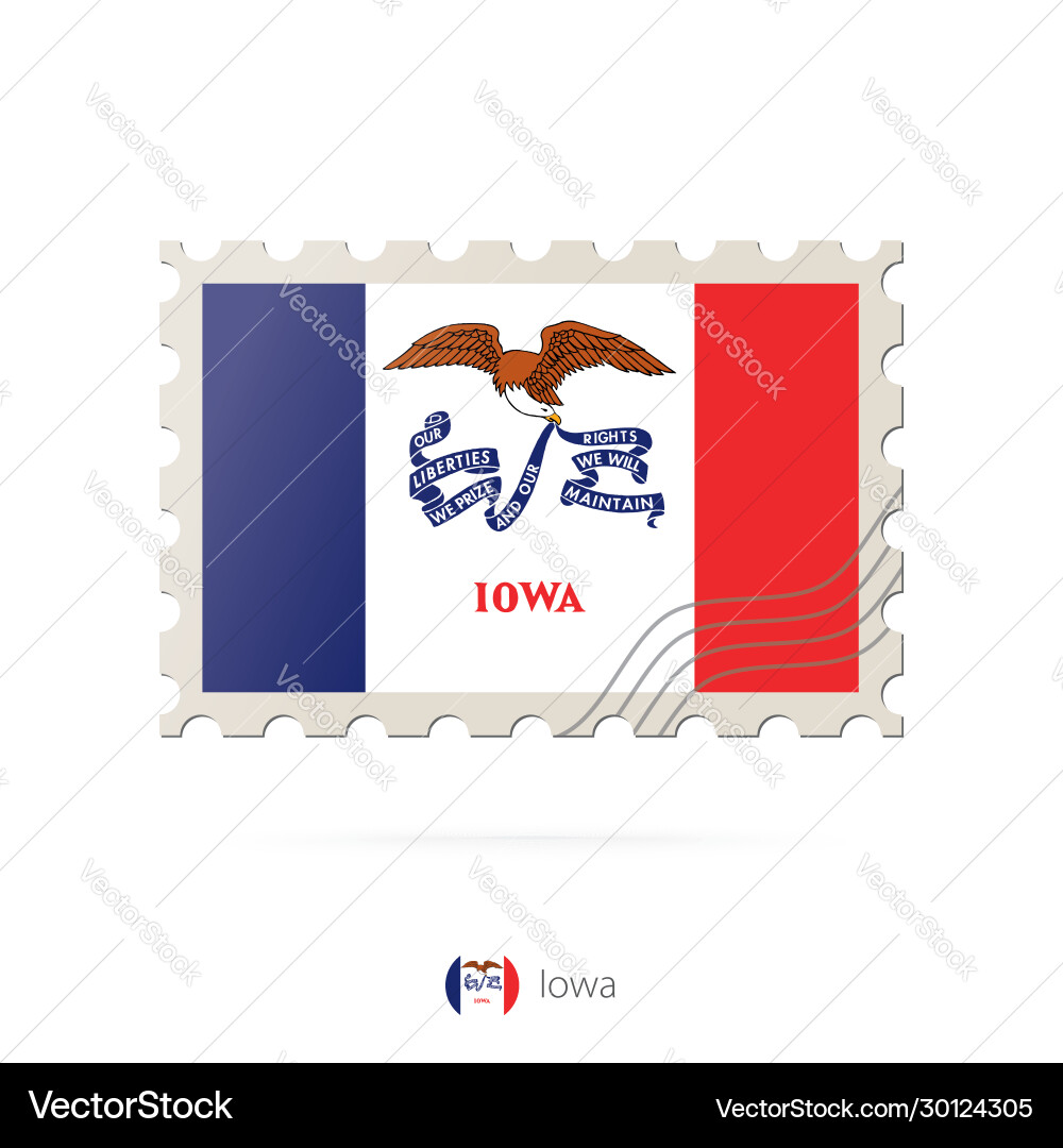 Postage stamp with image iowa state flag Vector Image