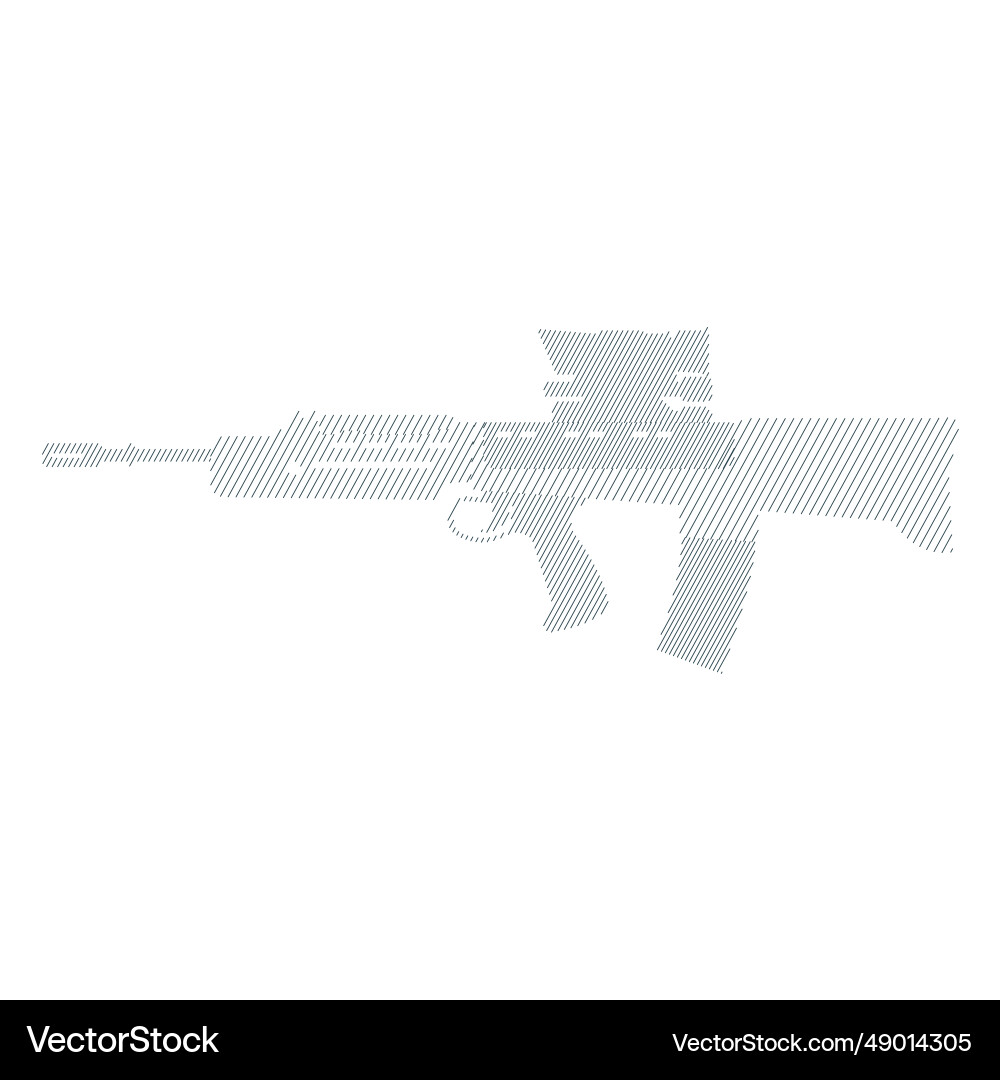 Submachine gun weapon charger butt barrel striped Vector Image