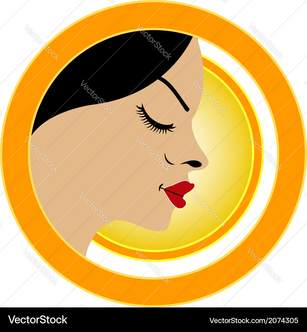 Sun tan logo- a face with a bright yellow Vector Image