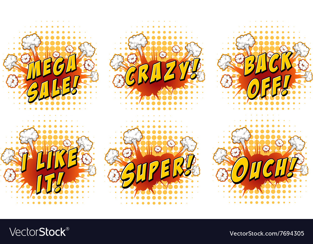 Text on cloud explosions Royalty Free Vector Image