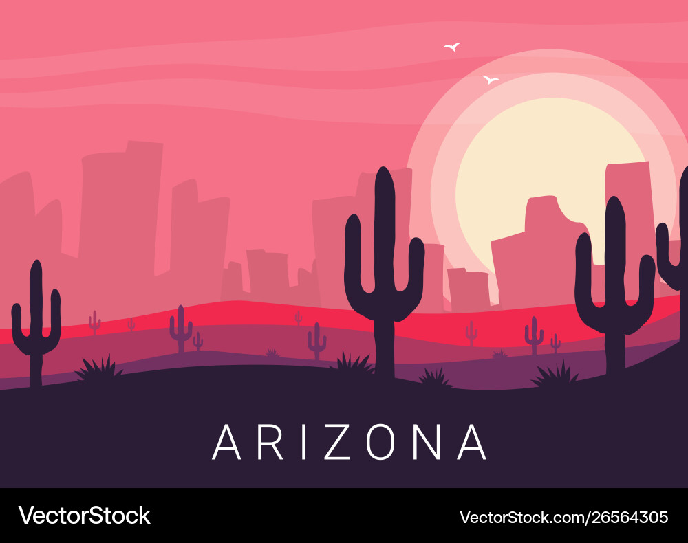Western desert landscape at sunset Royalty Free Vector Image