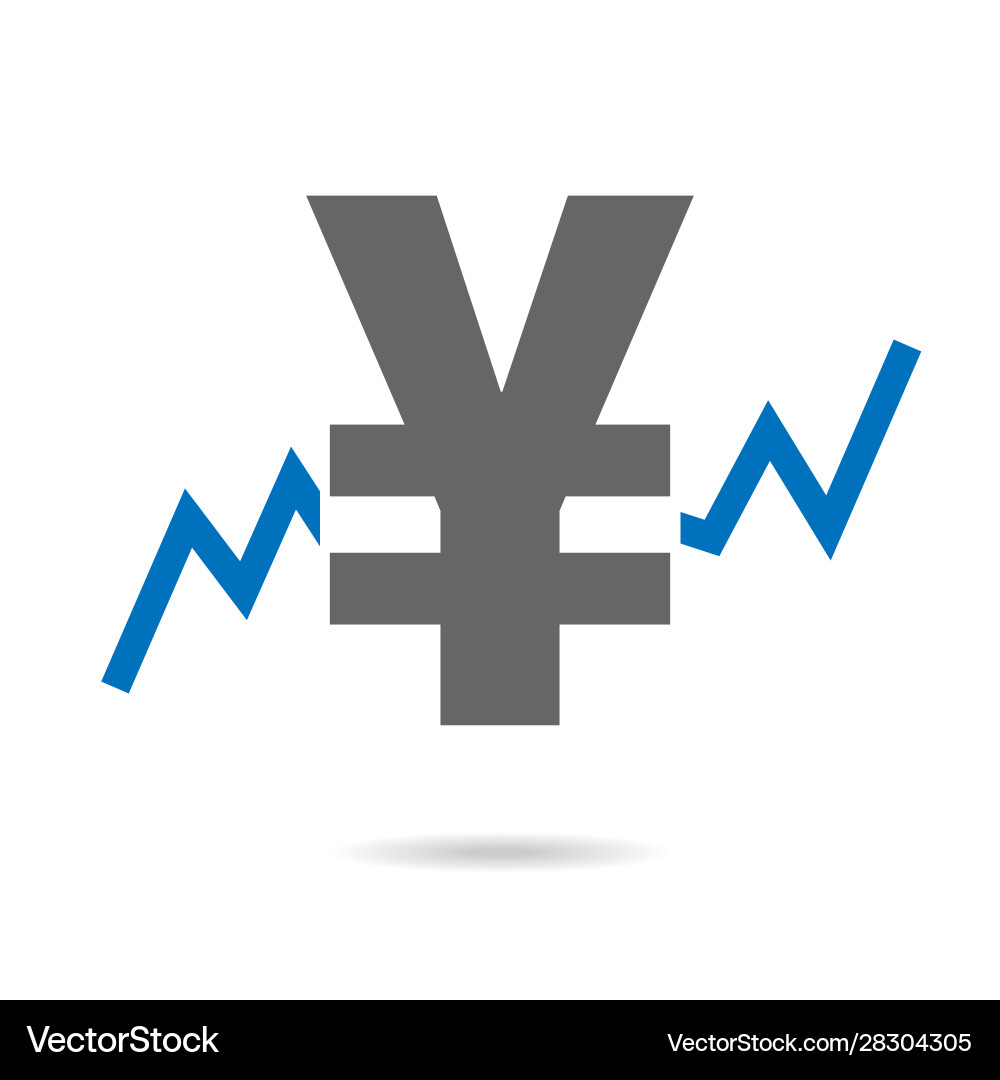 Yen and stock exchange chart in background Vector Image