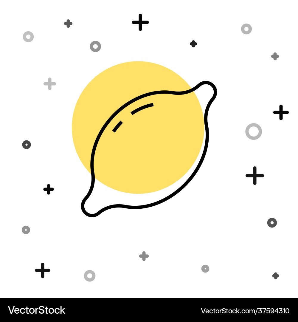Black line lemon icon isolated on white background