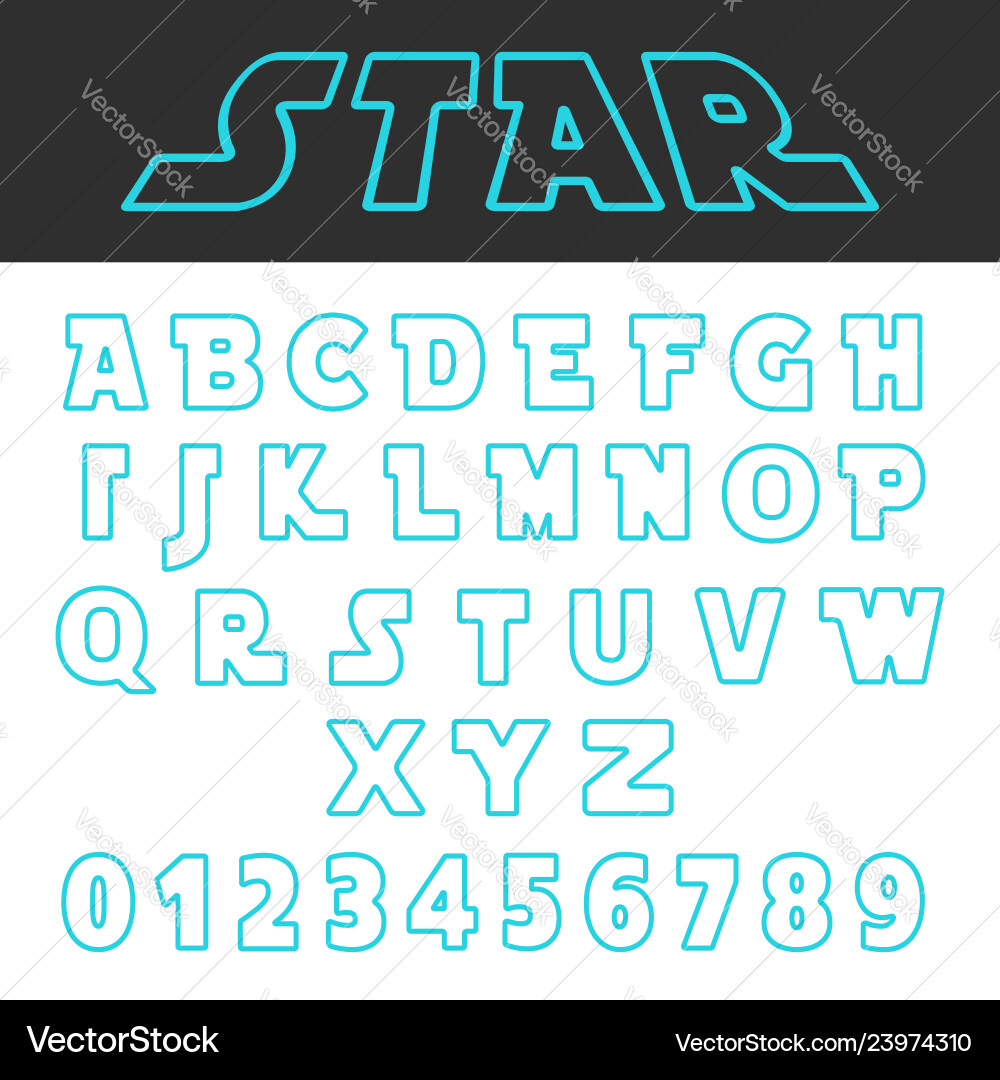 Blue lines design alphabet font template set Vector Image