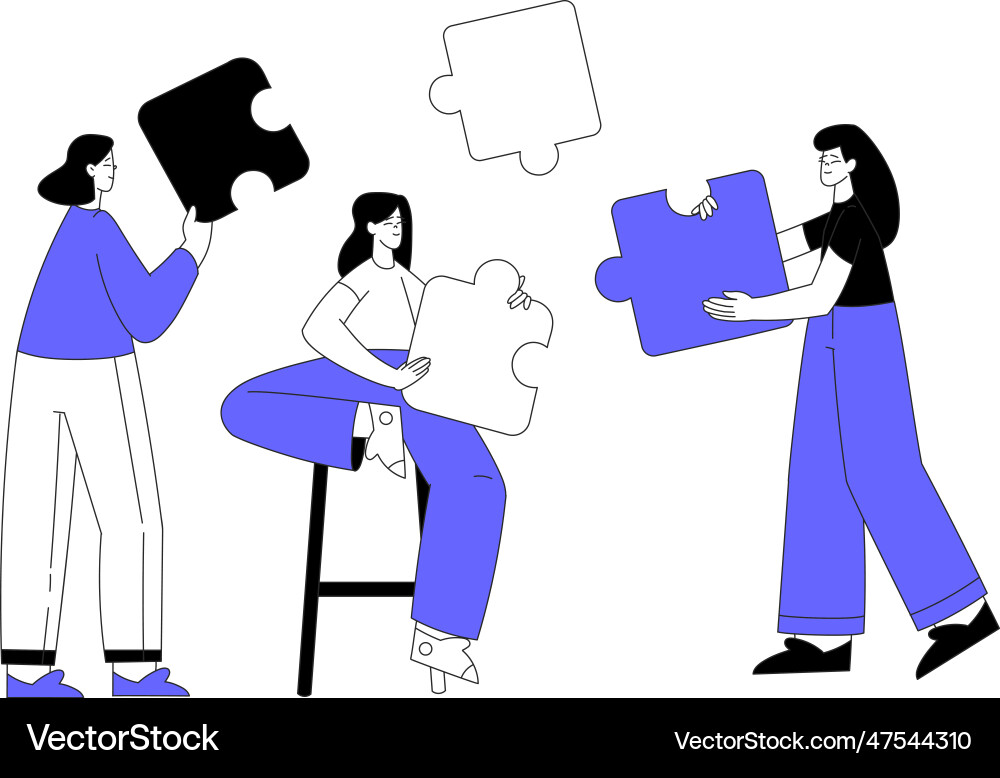 Business process with woman character team Vector Image