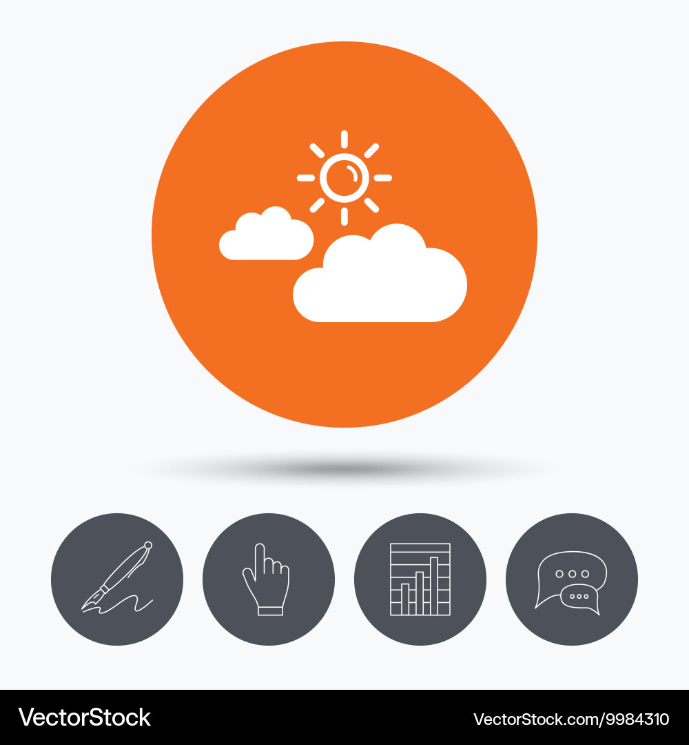 Cloud with sun icon sunny weather sign Royalty Free Vector